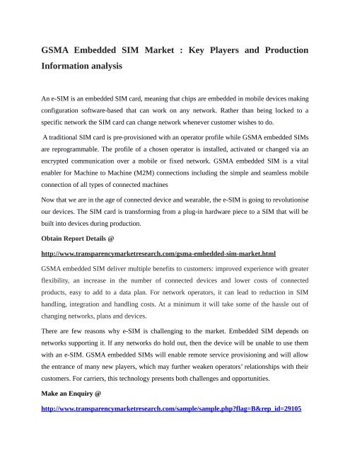 GSMA Embedded SIM Market