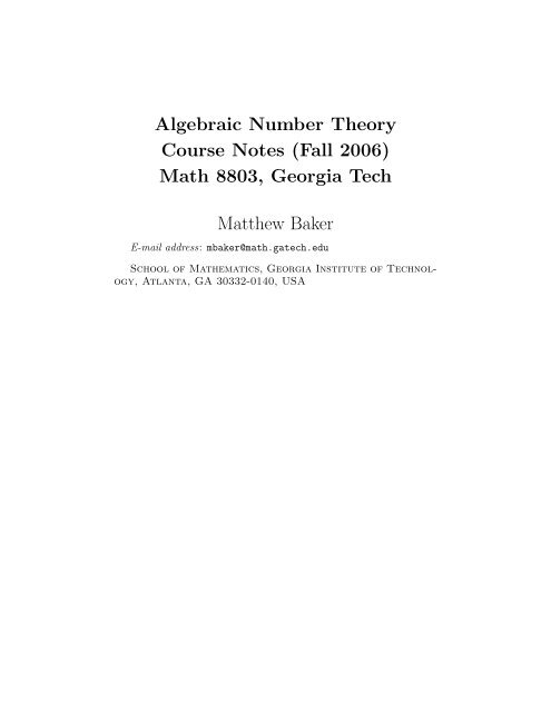 Algebraic Number Theory