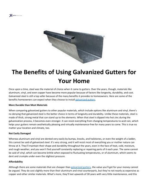 The Benefits of Using Galvanized Gutters for Your Home