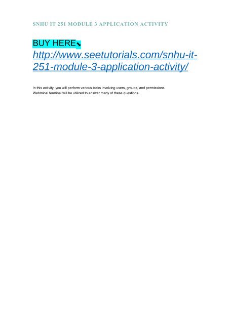 SNHU IT 251 MODULE 3 APPLICATION ACTIVITY