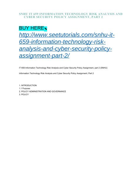 SNHU IT 659 INFORMATION TECHNOLOGY RISK ANALYSIS AND CYBER SECURITY ...