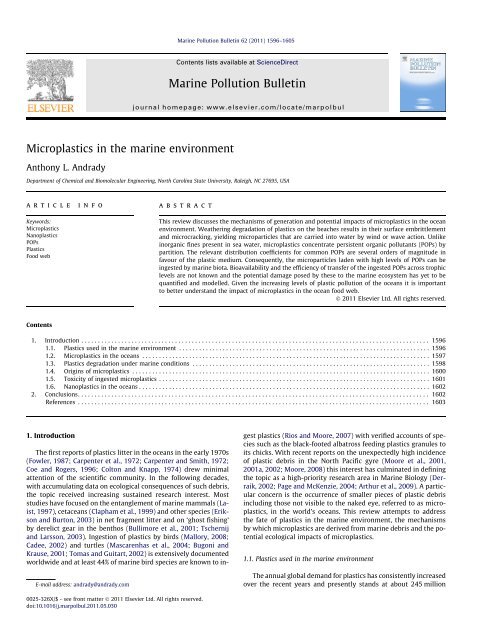 Microplastics in the marine environment - Plastic Soup Foundation