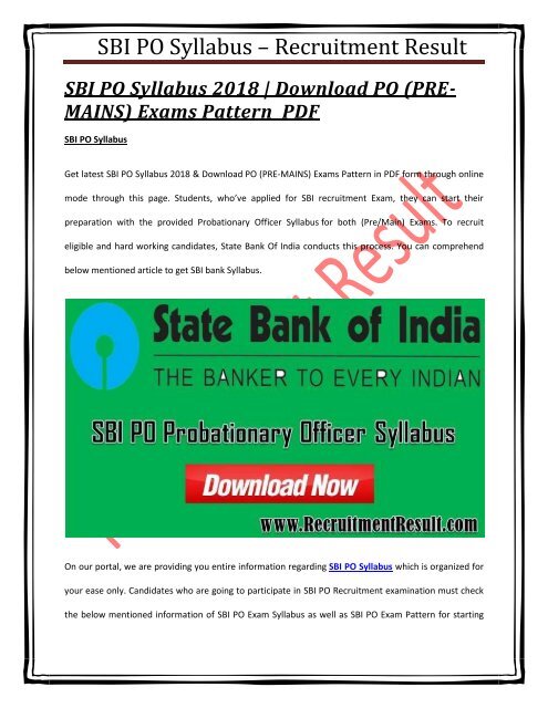 SBI PO Syllabus
