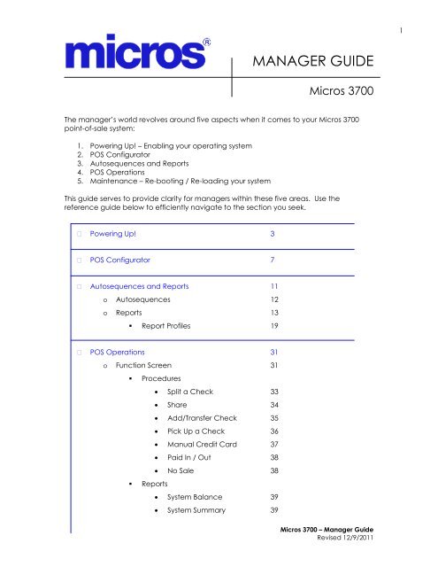 MICROS Manager Guide - Emerald Business Systems