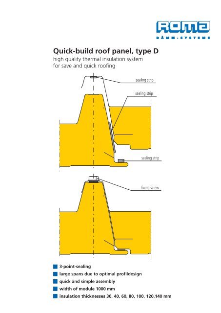 Quick-build roof panel, type D