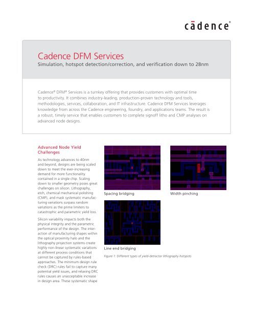 Cadence DFM services Datasheet - Cadence Design Systems