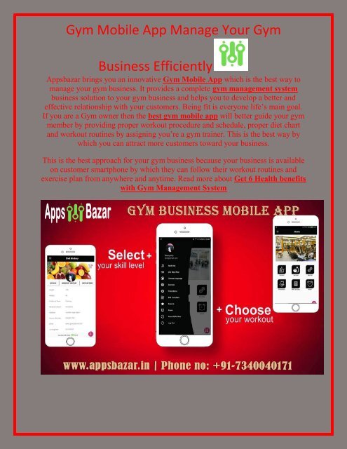 Gym Mobile App Manage Your Gym Business Efficiently