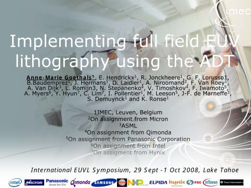 Implementing full field EUV lithography using the ADT - Sematech
