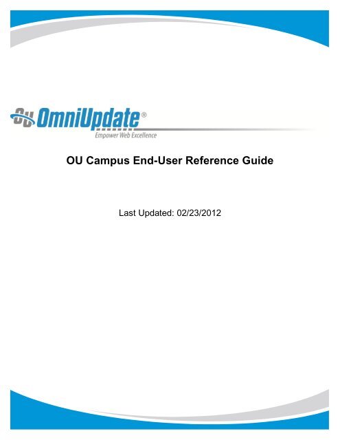 End-User Reference Guide - OU Campus Support - OmniUpdate