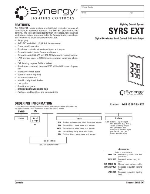 SYRS EXT.pmd - Synergy Lighting Controls