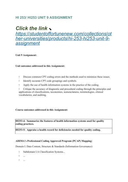 HI 253: HI253 UNIT 9 ASSIGNMENT