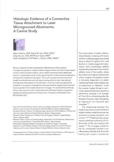 Histologic Evidence of a Connective Tissue Attachment to Laser ...