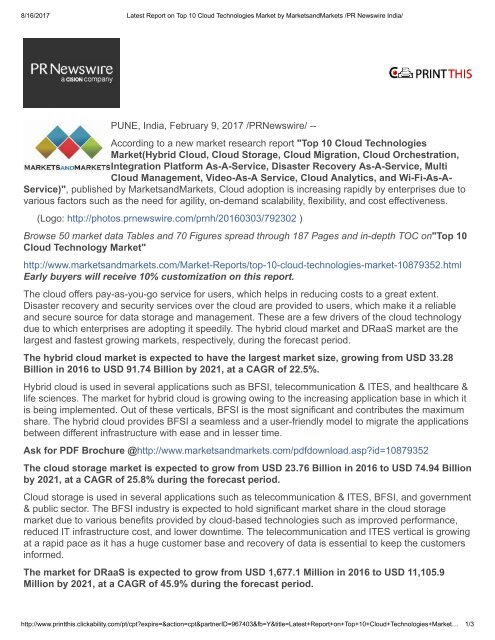 Top 10 Cloud Technologies Market