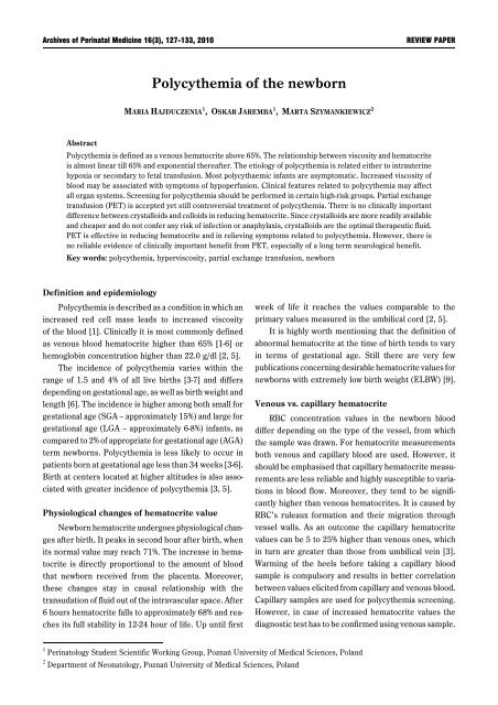 Polycythemia of the newborn