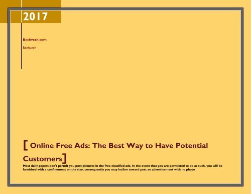 Online Free Ads: The Best Way to Have Potential Customers