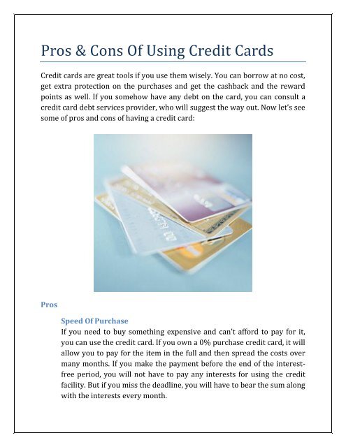 Pros & Cons Of Using Credit Cards