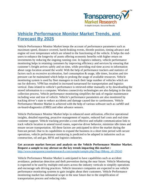 Vehicle Performance Monitor Market