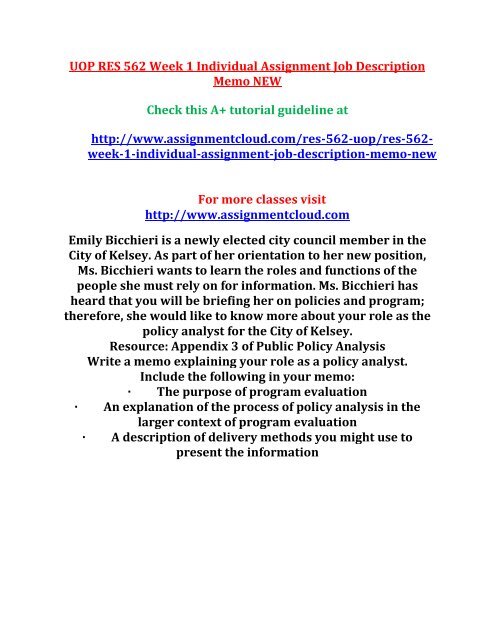 Uop Res 562 Week 1 Individual Assignment