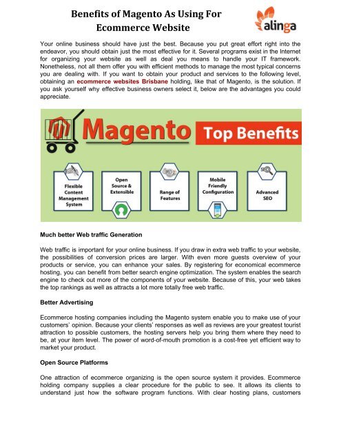 Benefits of Magento As Using For Ecommerce Website Benefits of Magento As Using For Ecommerce Website