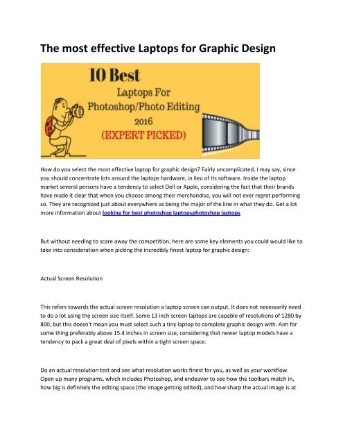 8 list of best laptop for photoshop