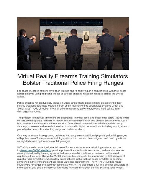 Virtual Reality Firearms Training Simulators Bolster Traditional Police ...