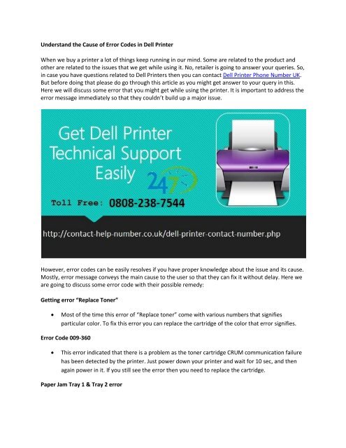 Understand the Cause of Error Codes in Dell Printer