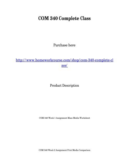 COM 340 Complete Class