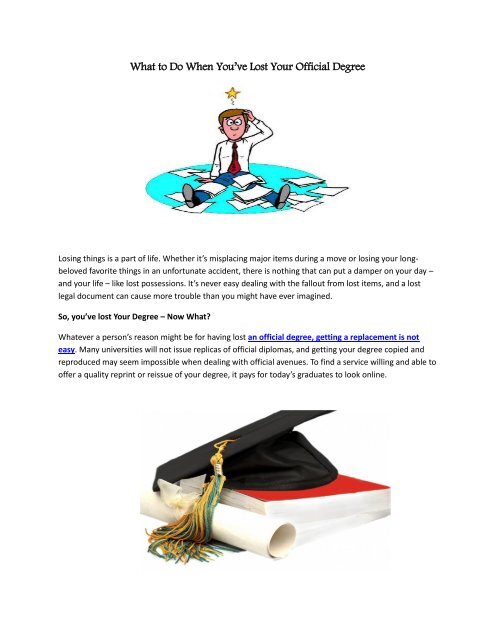 What to Do When You%u2019ve Lost Your Official Degree