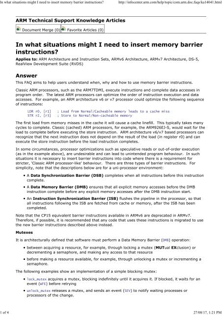 In what situations might I need to insert memory barrier instructions_