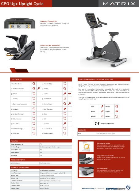 Matrix Fitness CPO - U5x Upright Cycle