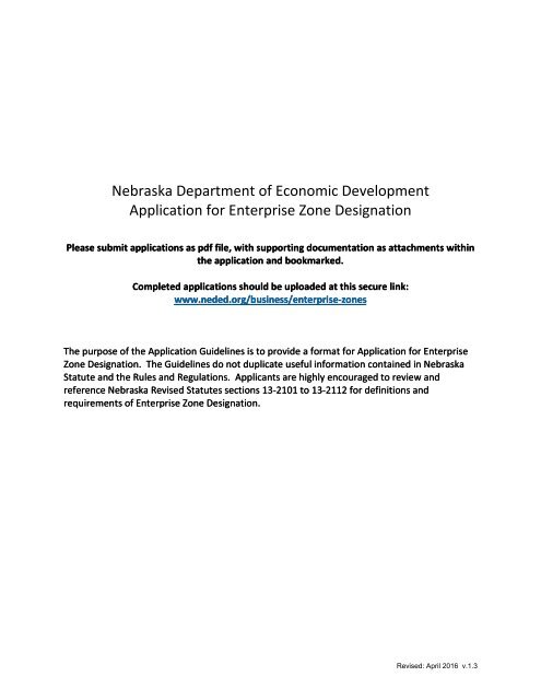 NEBRASKA DECD APPLICATION