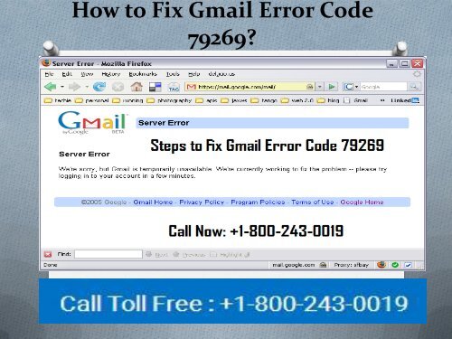 Dial 18002430019 - Fix Gmail Error Code 79269