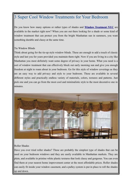 3 Super Cool Window Treatments for Your Bedroom