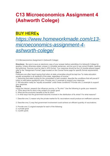 C13 Microeconomics Assignment 4 (Ashworth Colege)