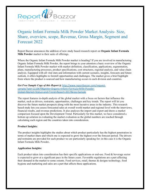 Organic Infant Formula Milk Powder Market Trends - Size, Share, Growth ...