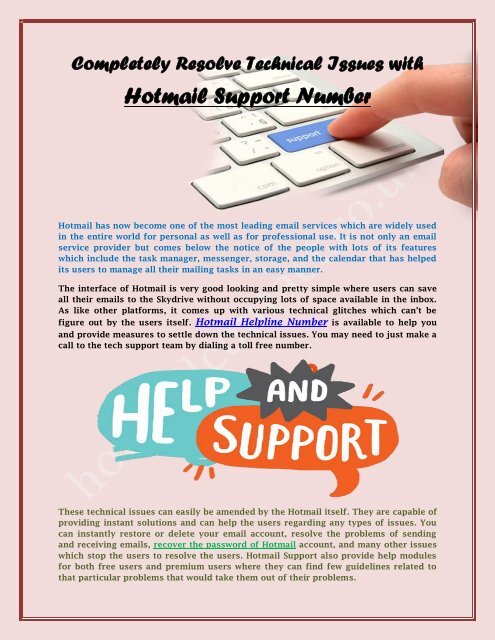 Completely Resolve Technical Issues with Hotmail Support Number