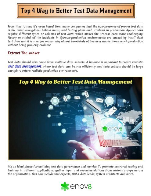 Top 4 Way to Better Test Data Management