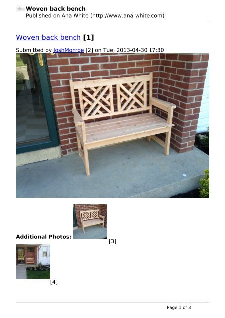 Ana White - Woven back bench - 2013-04-30