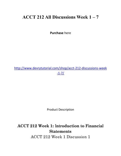 Acct 212 All Discussions Week 1 7
