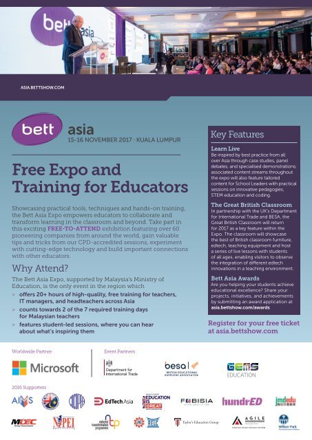 Bett Asia 2017 Expo Flyer