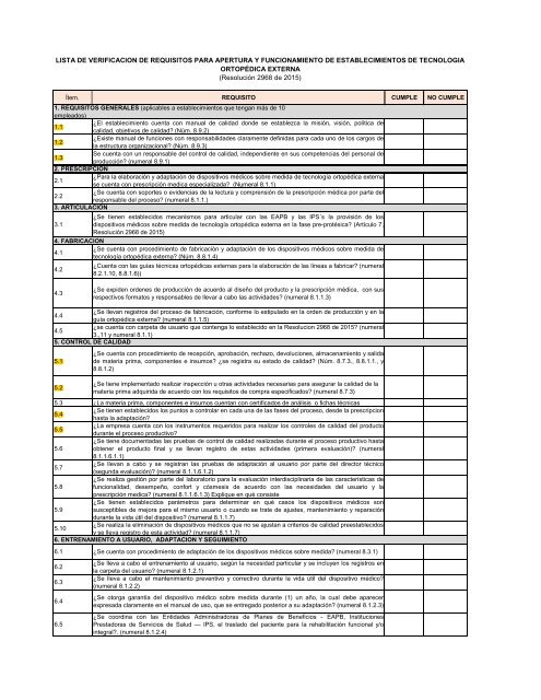 LISTA-DE-VERIFICACION-DE-REQUISITOS-TECNOLOGIA-ORTOPEDICA LISTA-DE-VERIFICACION-DE-REQUISITOS-TECNOLOGIA-ORTOPEDICA