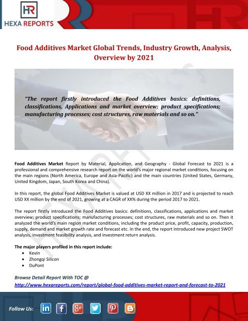 Food Additives Market Global Trends, Industry Growth, Analysis ...