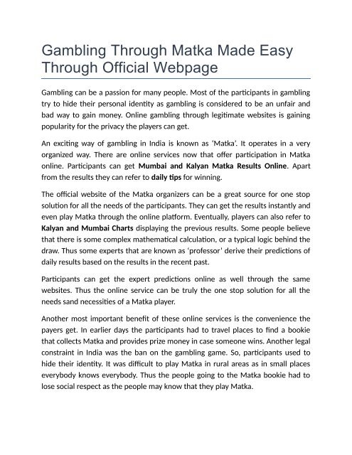 Gambling_Through_Matka_Made_Easy