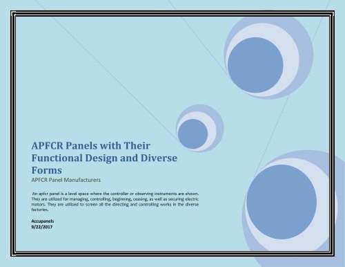 APFCR panels with their functional design and diverse forms