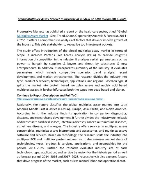 Multiplex Assay Market, multiplex cytokine assay Market, luminex beads ...