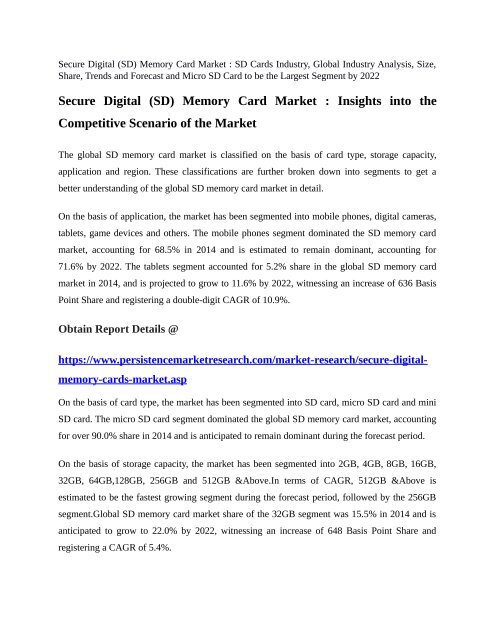 Secure Digital Memory Cards Market 