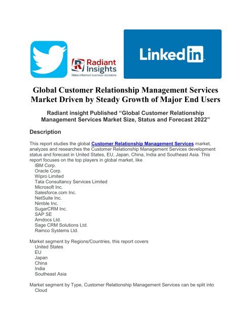 Global Customer Relationship Management Services Market Driven by ...