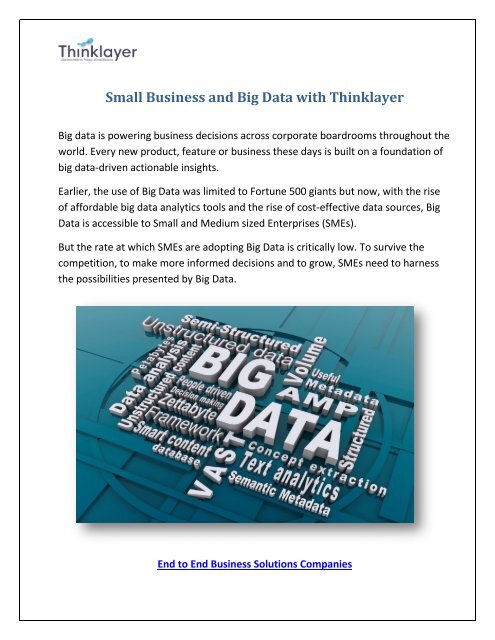 Small Business and Big Data with thinklayer
