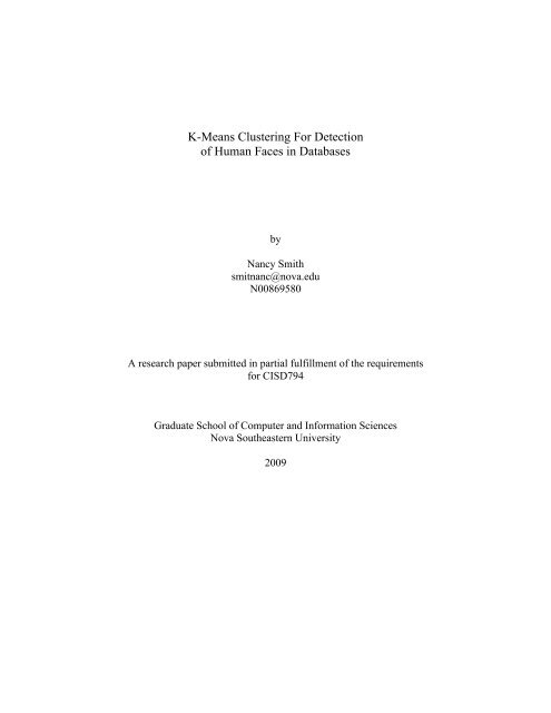 K Means Clustering For Detection Of Human Faces In Databases