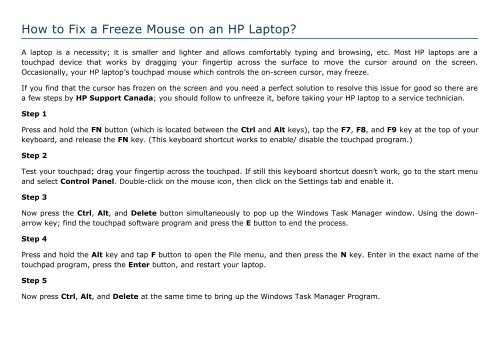 How to Fix a Freeze Mouse on an HP Laptop?